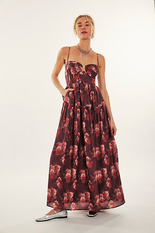 Maison Amory The Windsor Maxi Dress In Cherry Rose Carnation - 62